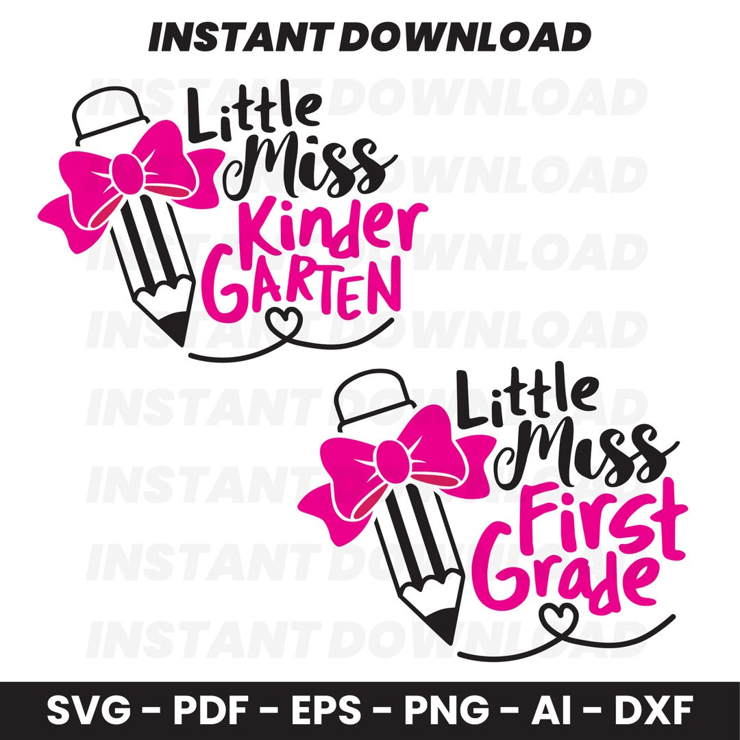 Little Miss First Grade SVG: Back to School Pencil Design (digital ...