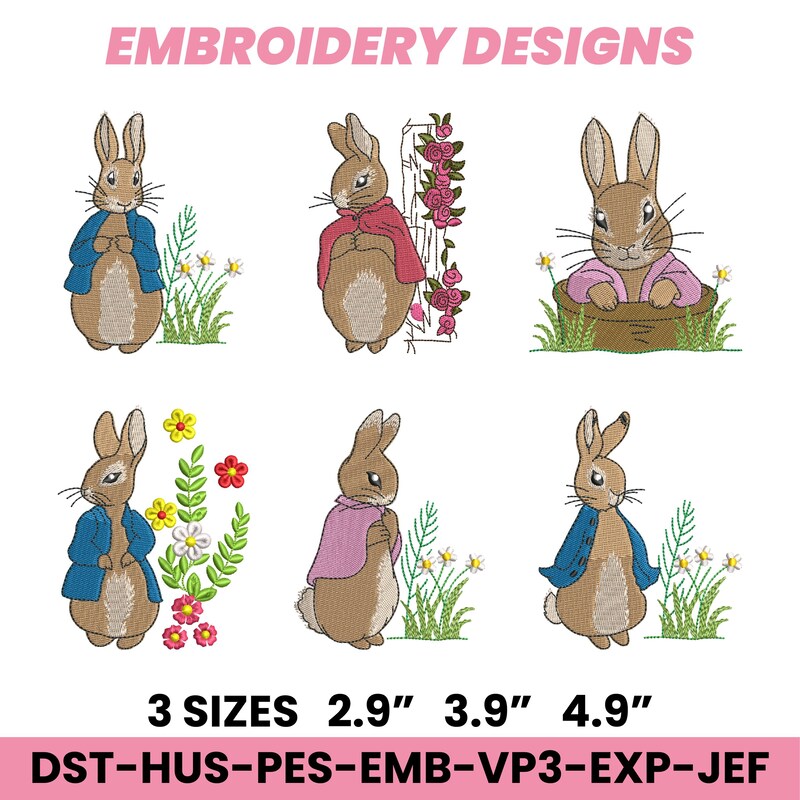Rabbit Embroidery - Etsy
