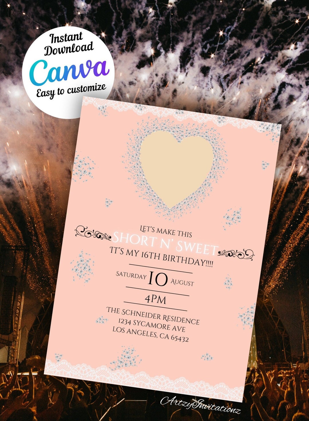 Sabrina Carpenter Short N' Sweet Digital Birthday Invitation - Etsy