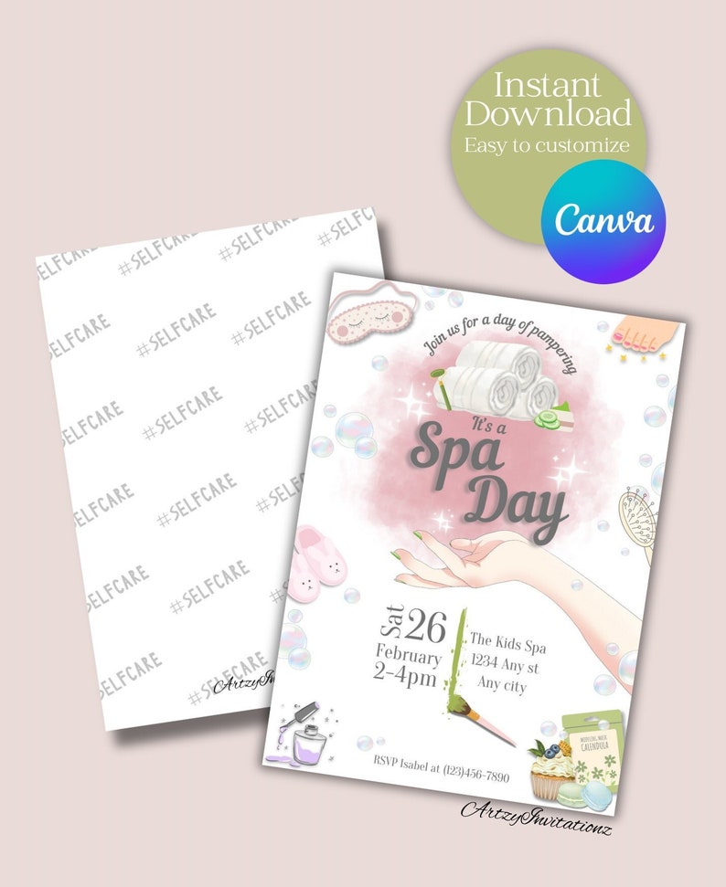 Digital Kids Spa Invitation - Etsy