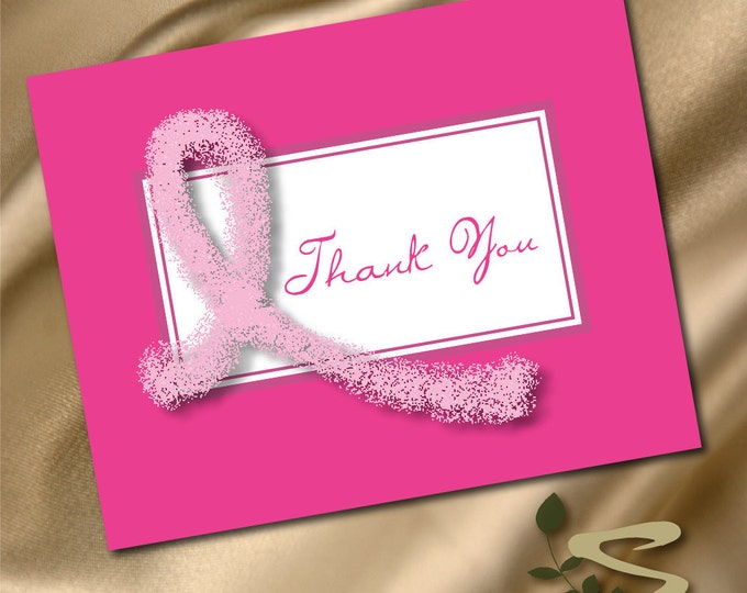 Pink Ribbon Thank You Cards Set of 20 - Etsy