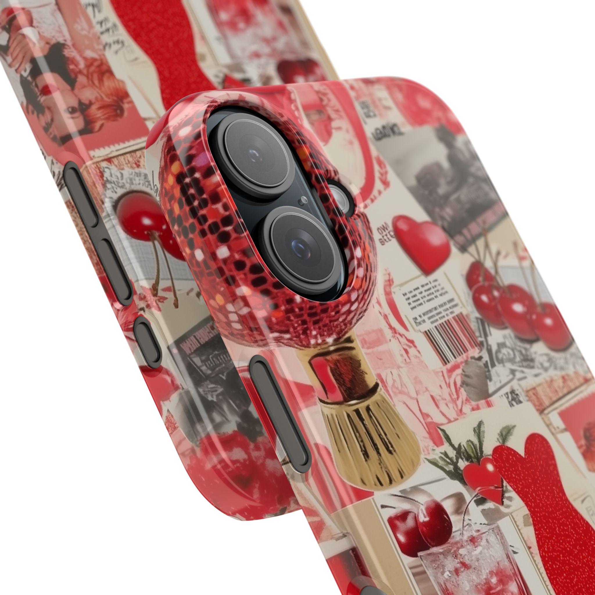 Chic Red Glam Collage Phone Case, Coquette iPhone Case, Phone Case for ...