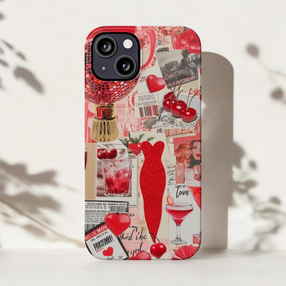 Chic Red Glam Collage Phone Case, Coquette iPhone Case, Phone Case for ...