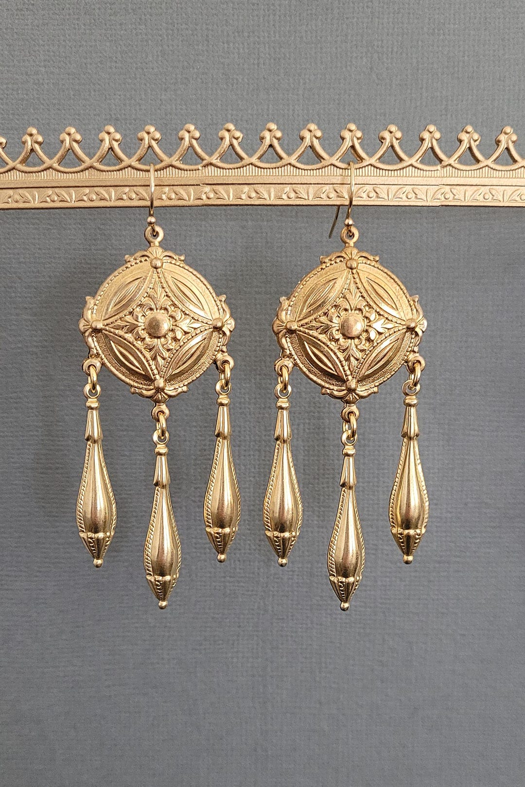 Greek Revival Reproduction Brass Earrings Crotalia Roman Etruscan ...