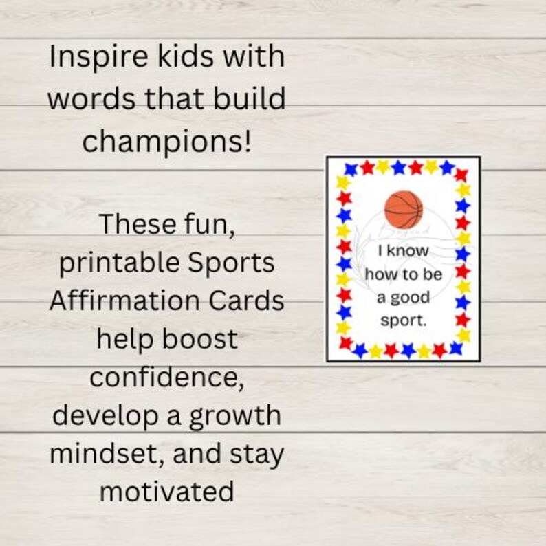 Sports Affirmation Cards for Kids: Positive Mindset, Motivation ...