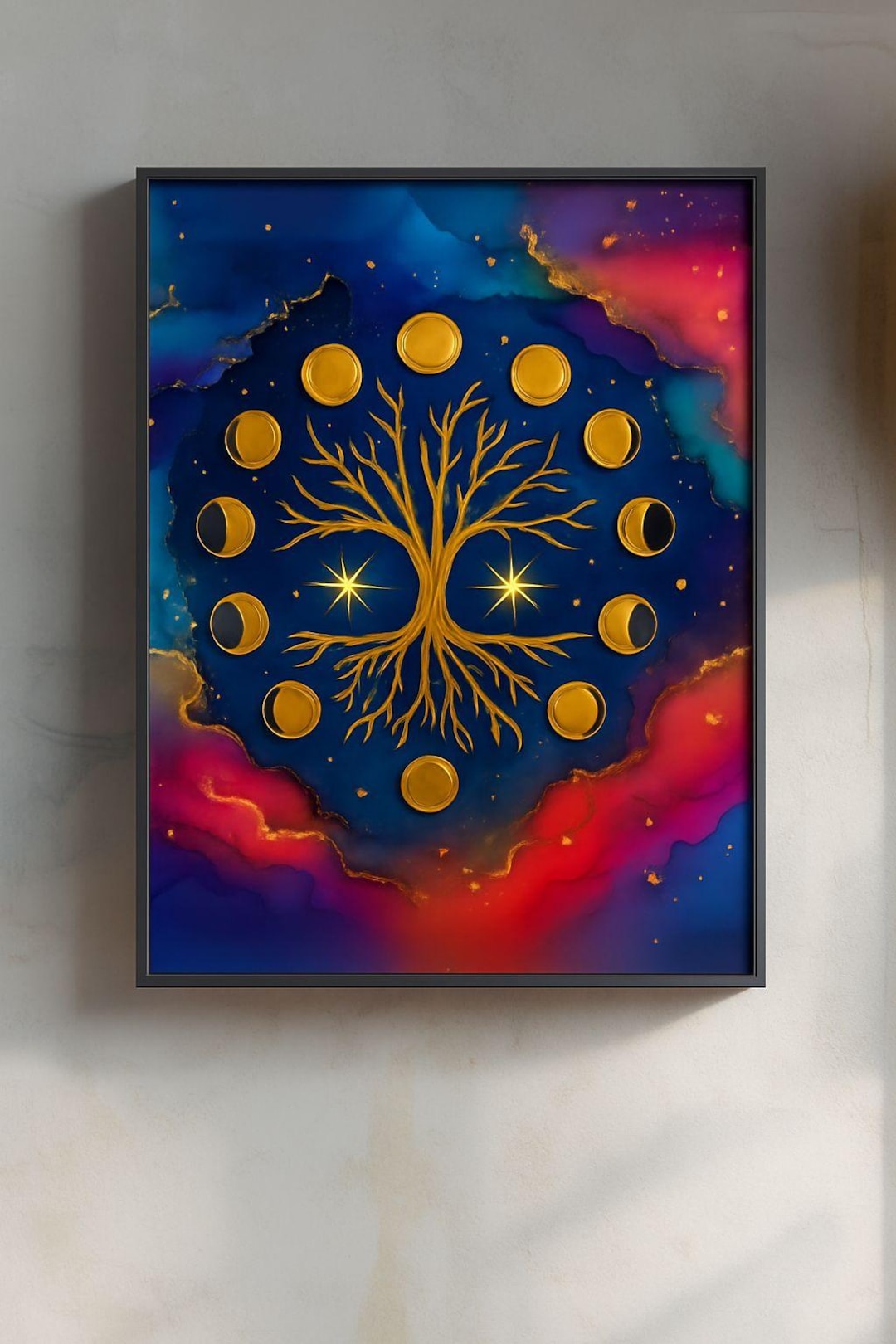 Tree of Life Moon Phases Wall Art | Boho Galaxy Digital Print ...