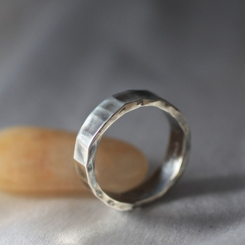 Heavy Hand Forged Sterling Silver Ring Unisex Rustic Metalwork - Etsy