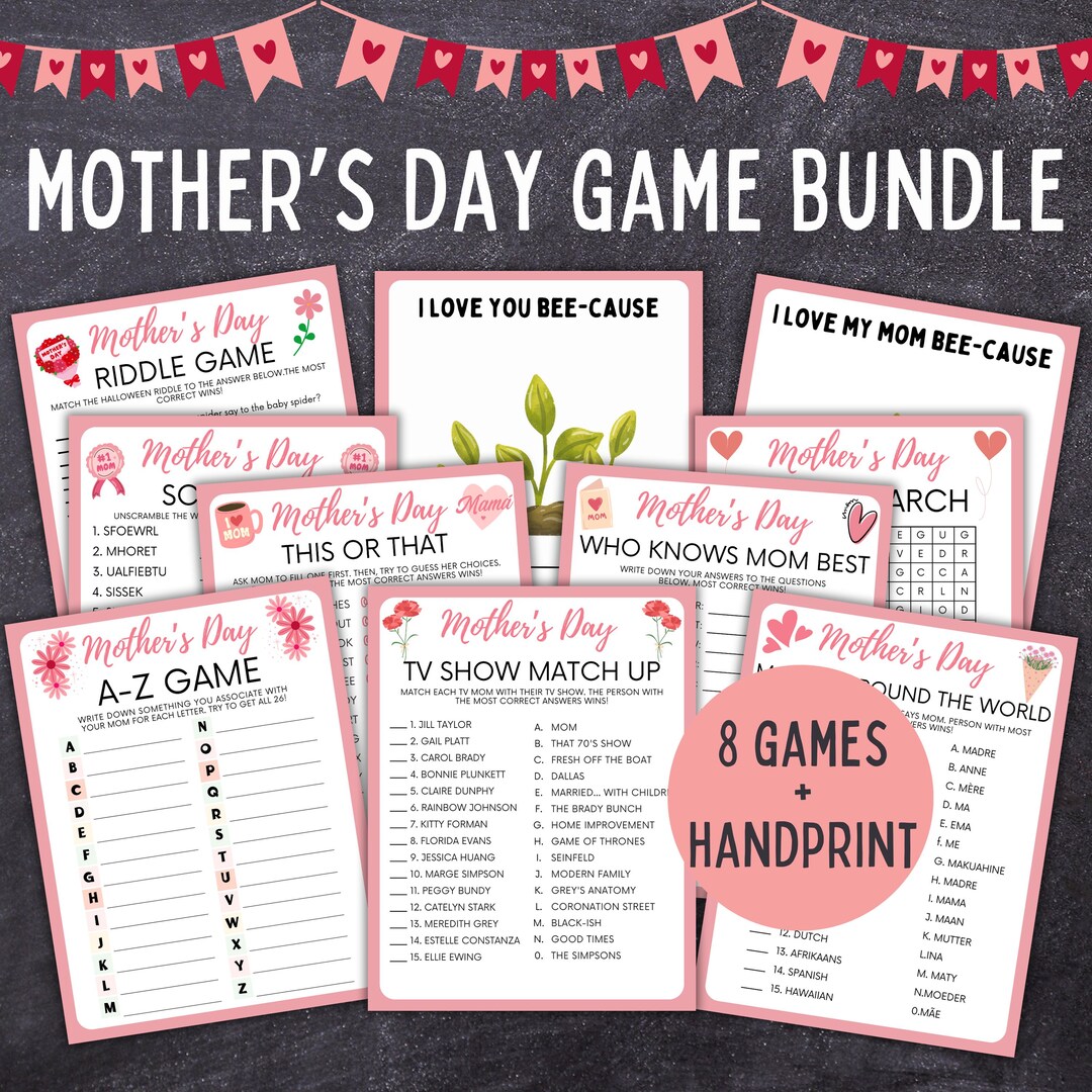 Mothers Day Printable Games | Mothers Day Games Bundle | Mothers Day ...