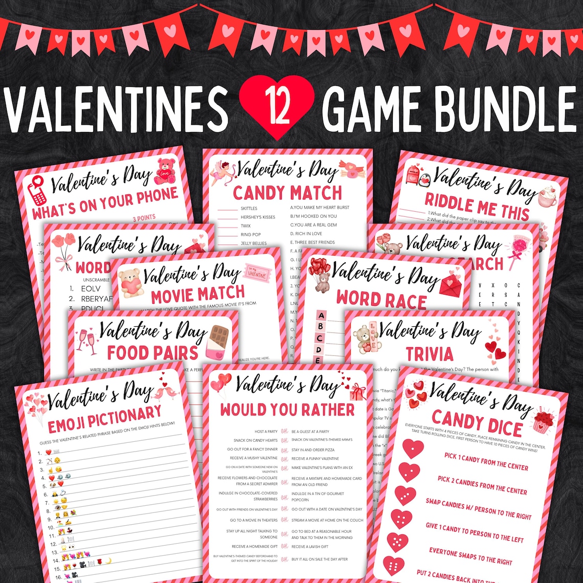 Valentines Games | Valentine's Games Bundle | Valentines Party Games ...