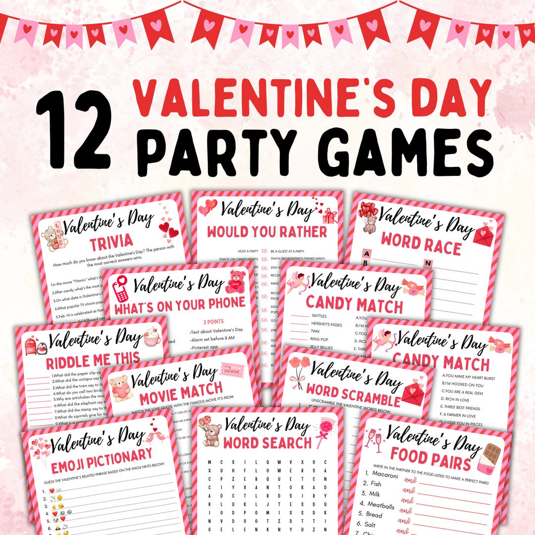 Valentines Day Printable Games Valentines Games Bundle Valentines Kid ...