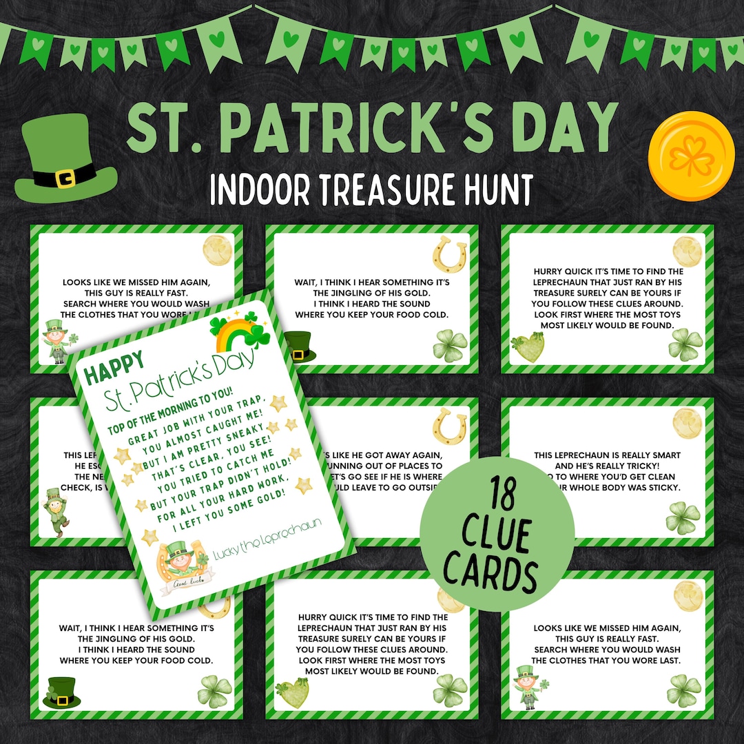 Leprechaun Treasure Hunt,st Patricks Day Scavenger Hunt,st Patricks Day ...