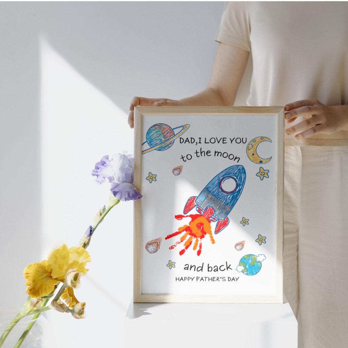 Fathers Day Handprint Art Craft, PRINTABLE | Gift for Dad From Kids ...