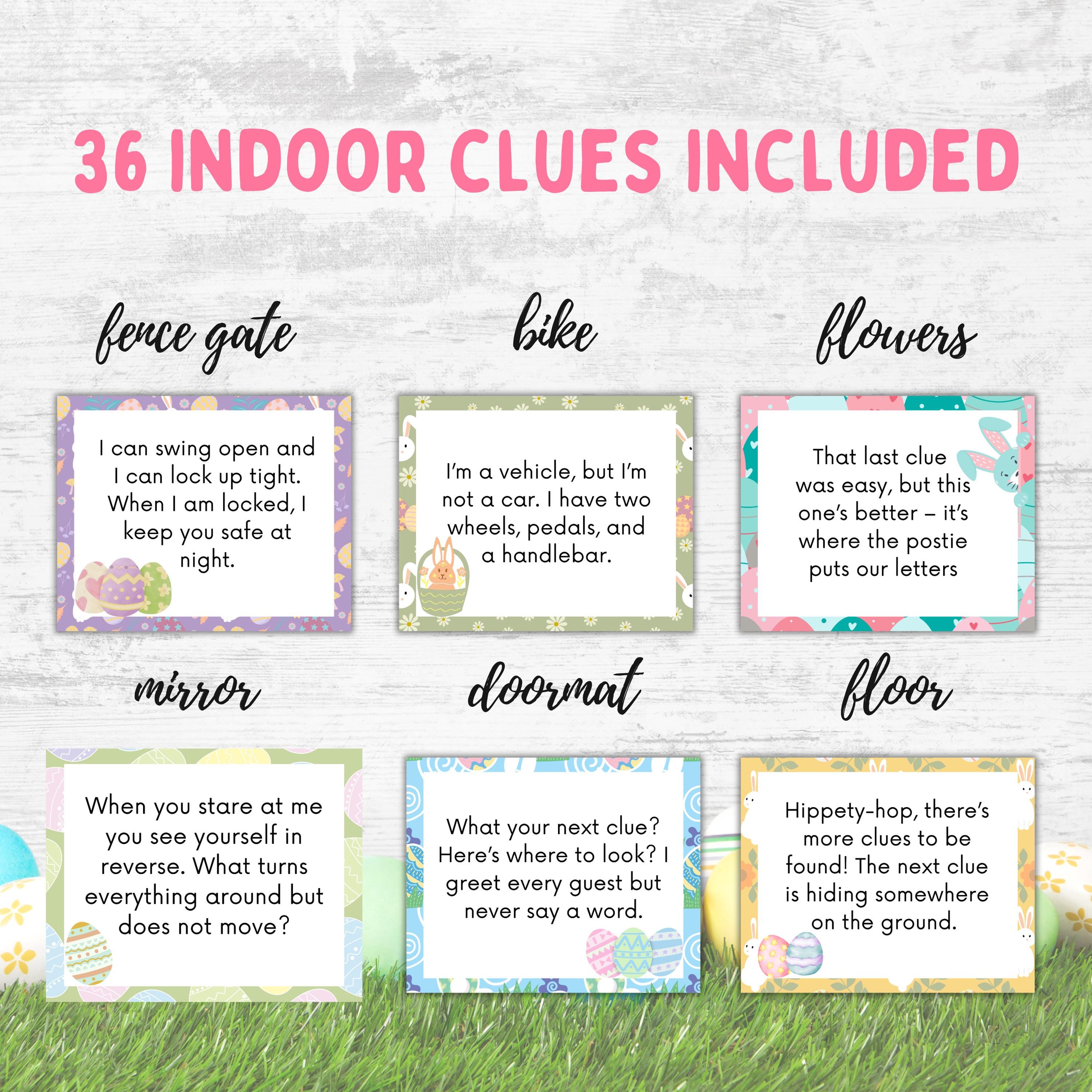 Easter Egg Hunt Scavenger Hunt Clue Cards, Indoor and Outdoor Printable ...