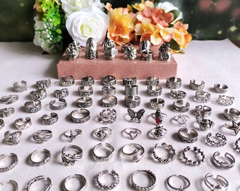 Silver Y2K Rings, Chunky Boho Y2K Gothic Rings, Y2K Chunky Rings, Minimalism Chunky Ring ...