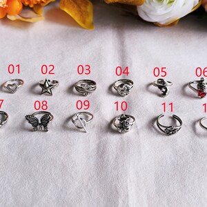 Silver Y2K Rings, Chunky Boho Y2K Gothic Rings, Y2K Chunky Rings ...