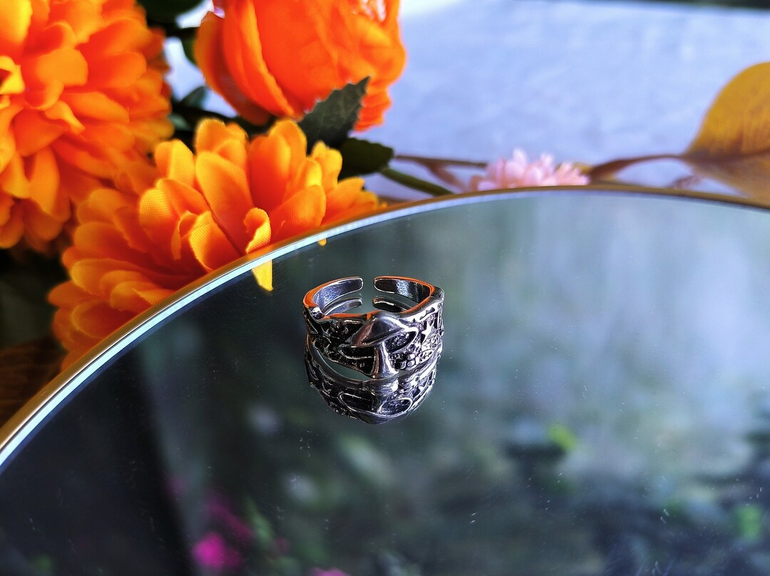 Mushroom Y2K Rings, Silver Y2K Gothic Viking Ring, Y2K Chunky Ring ...