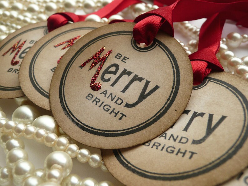 Christmas Gift Tags Be Merry and Bright Set of 5 Vintage - Etsy