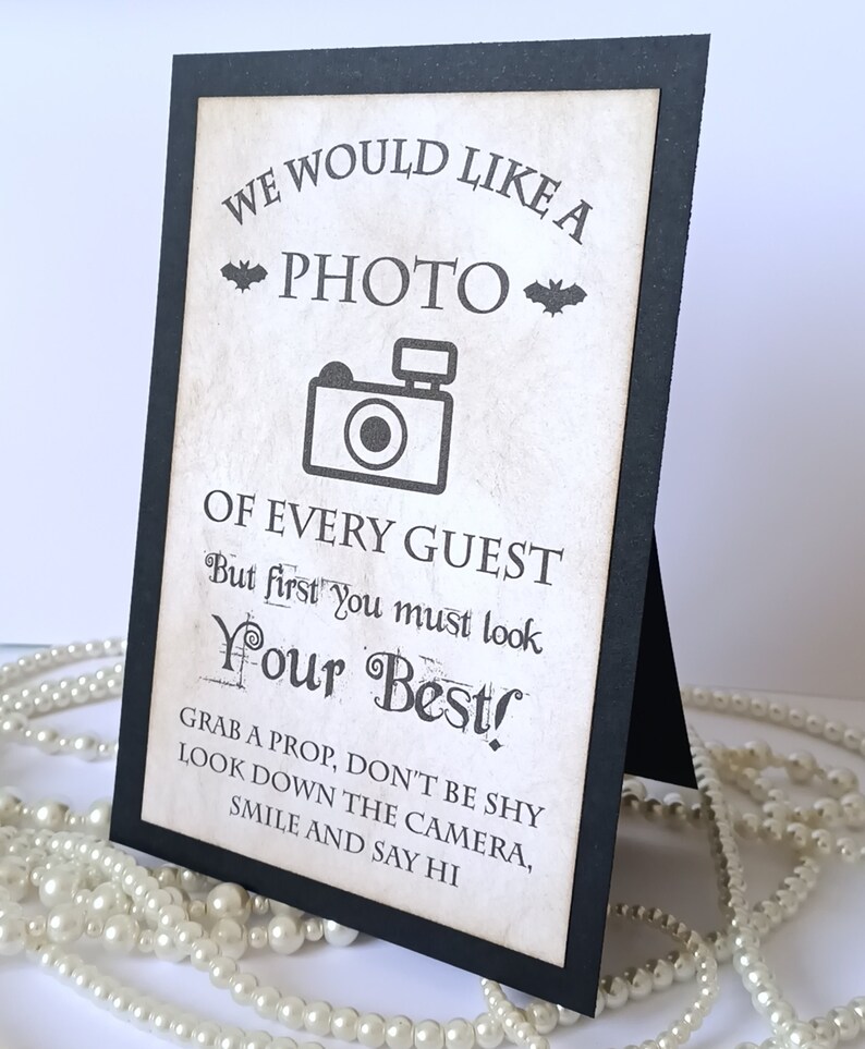Photo Props Sign, Grab a Prop Sign, Photo Booth Sign, Gothic Wedding ...