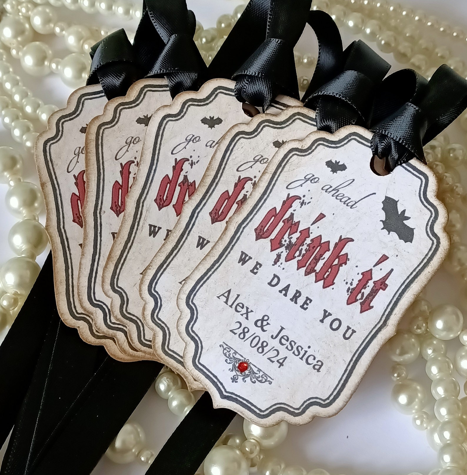 Gothic Wedding Tags Personalised Gothic Favour Tags - Etsy UK