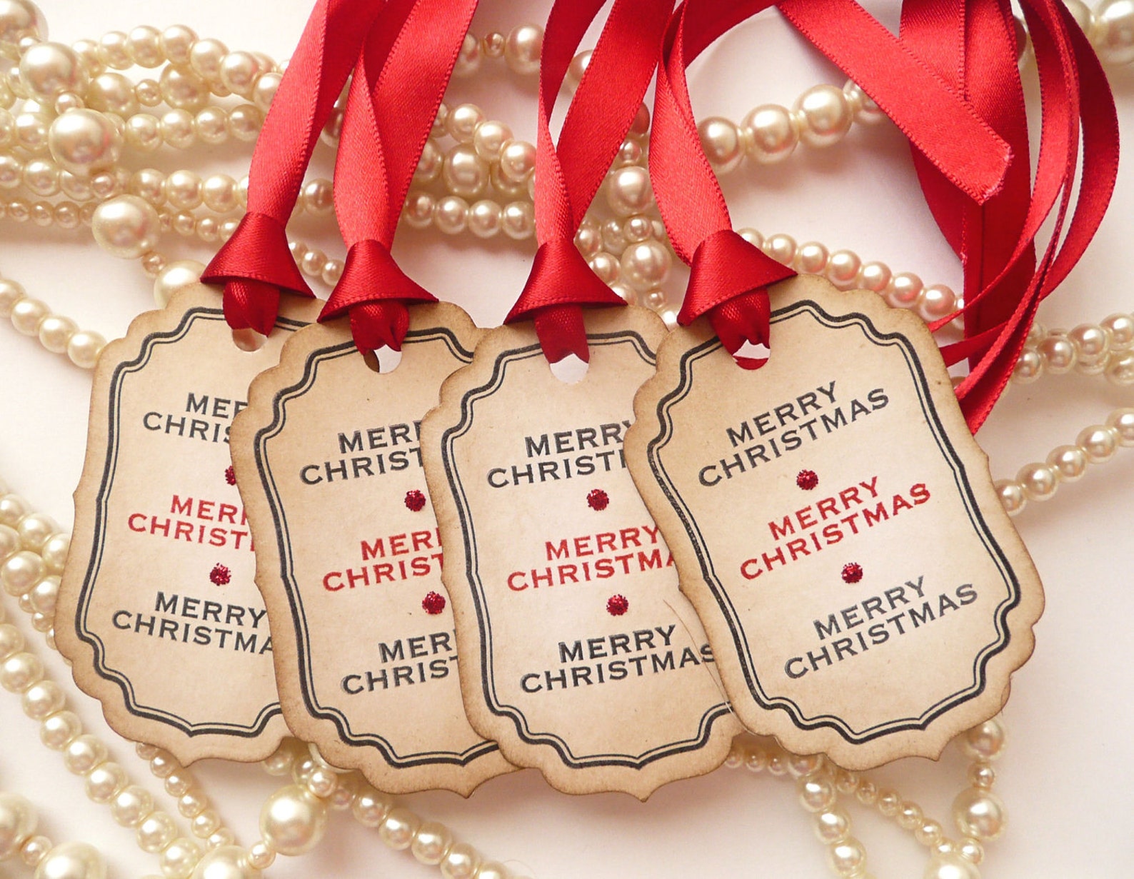 Christmas Tags Vintage Tags Traditional Christmas Tags | Etsy