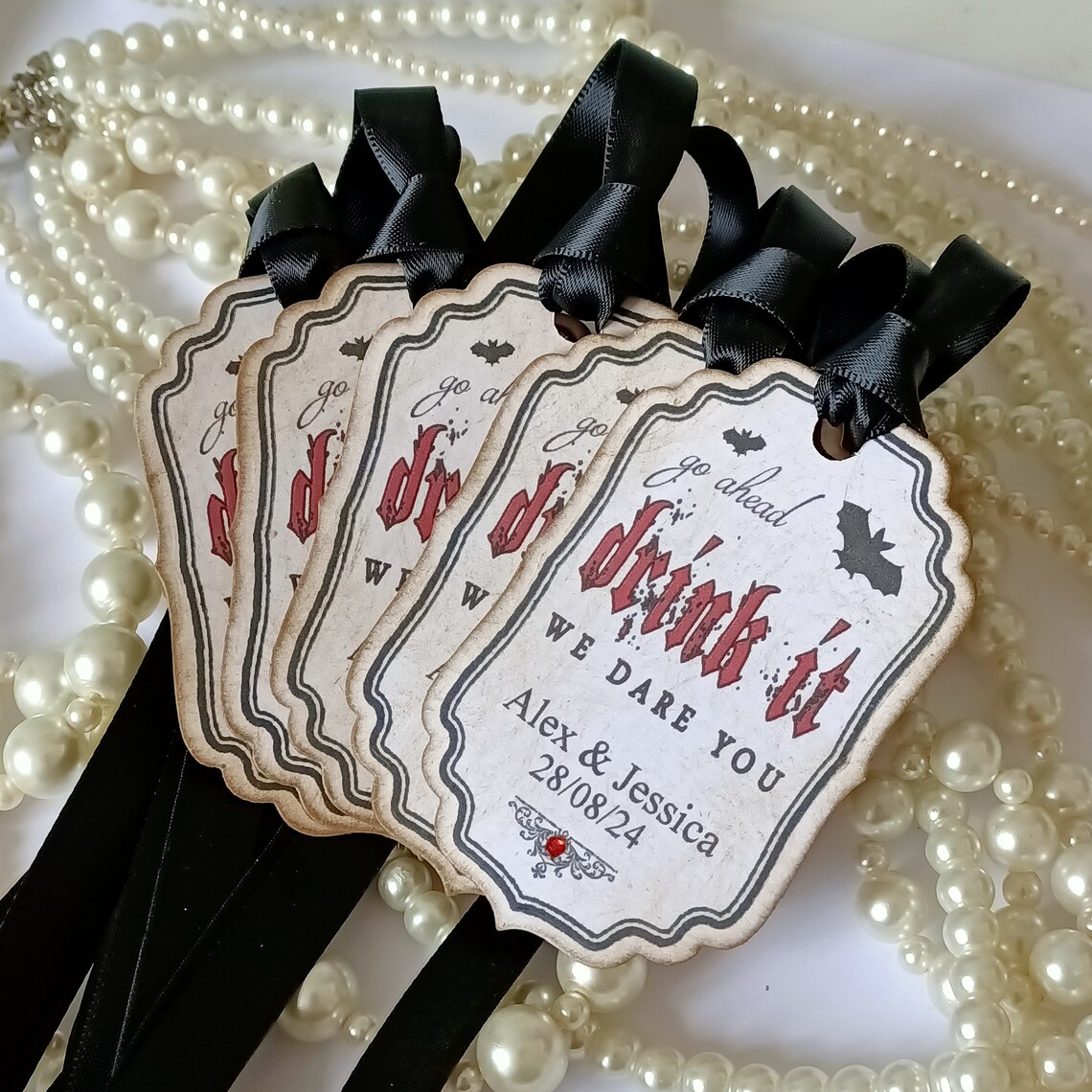 Gothic Wedding Tags Personalised Gothic Favour Tags - Etsy UK