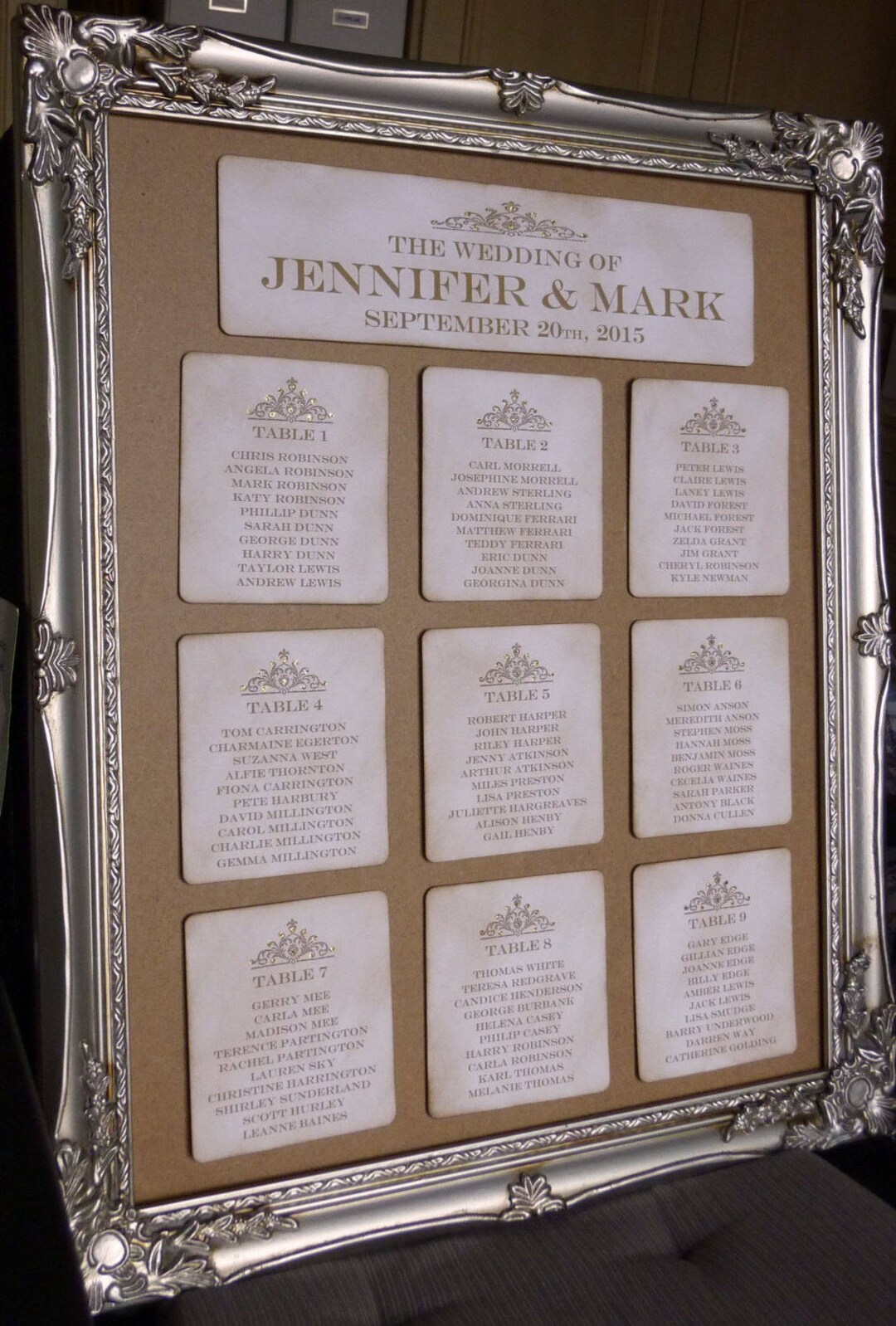 Gold Wedding Table Seating Plan Vintage Charm All Handmade in the UK ...