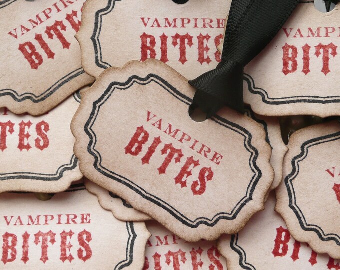 Halloween Tags, Vampire Bites, Treat Bag Tags, Halloween Favours ...