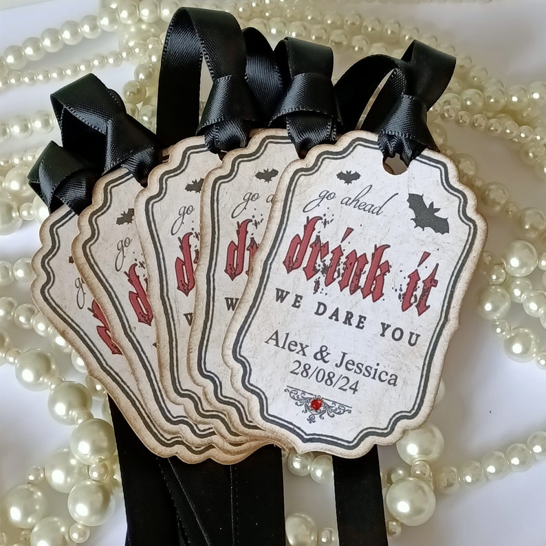 Gothic Wedding Tags Personalised Gothic Favour Tags - Etsy UK