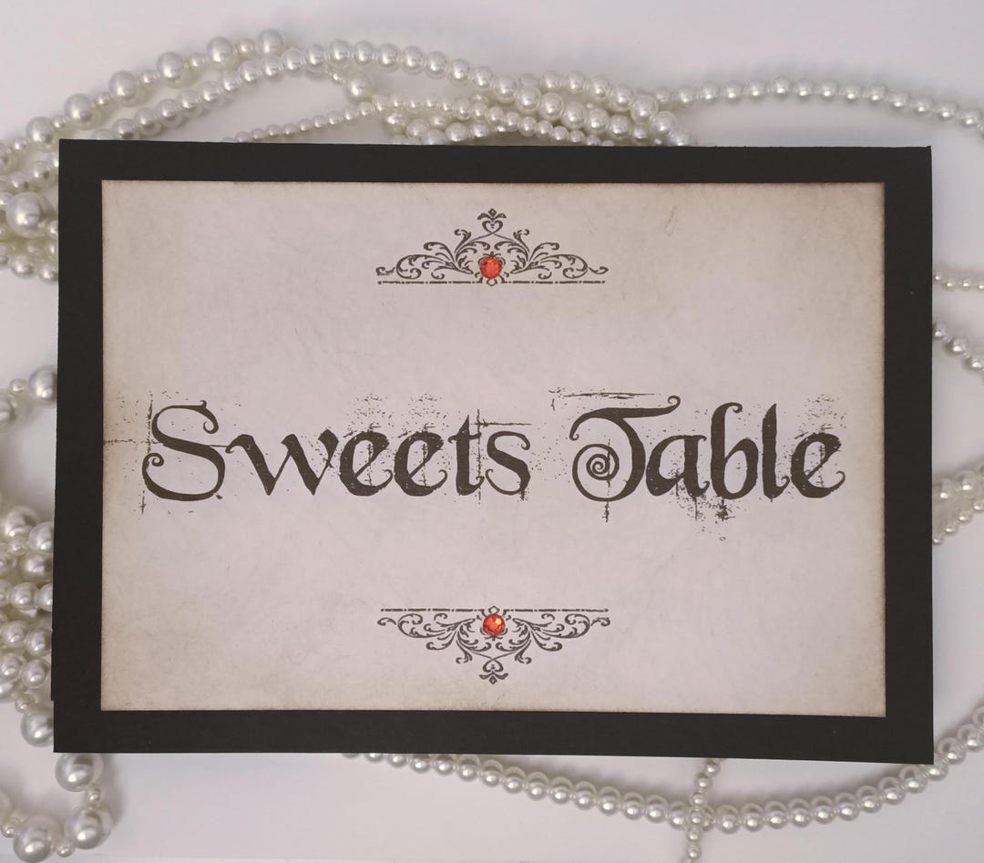 Dessert Table Sign, Sweets Table, Candy Cart Sign, Gothic Wedding Signs ...