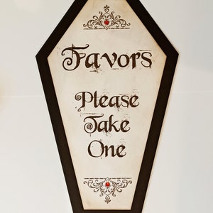 Gothic Favours Sign, Coffin Signs, Halloween Signs, Gothic Wedding ...