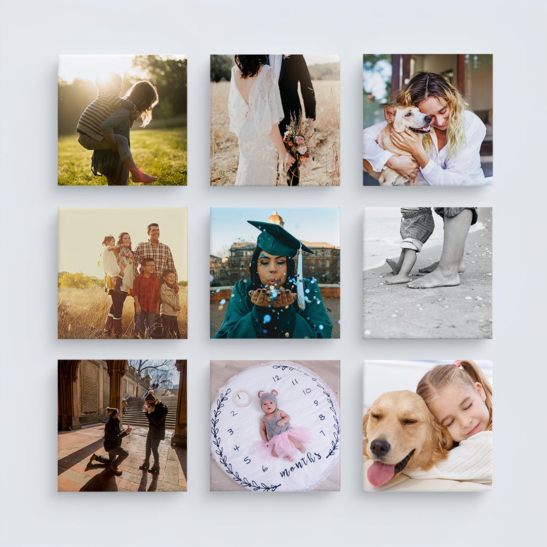 Custom Photo Magnet Set of 9 - Personalized 2x2 Inch Magnets for ...