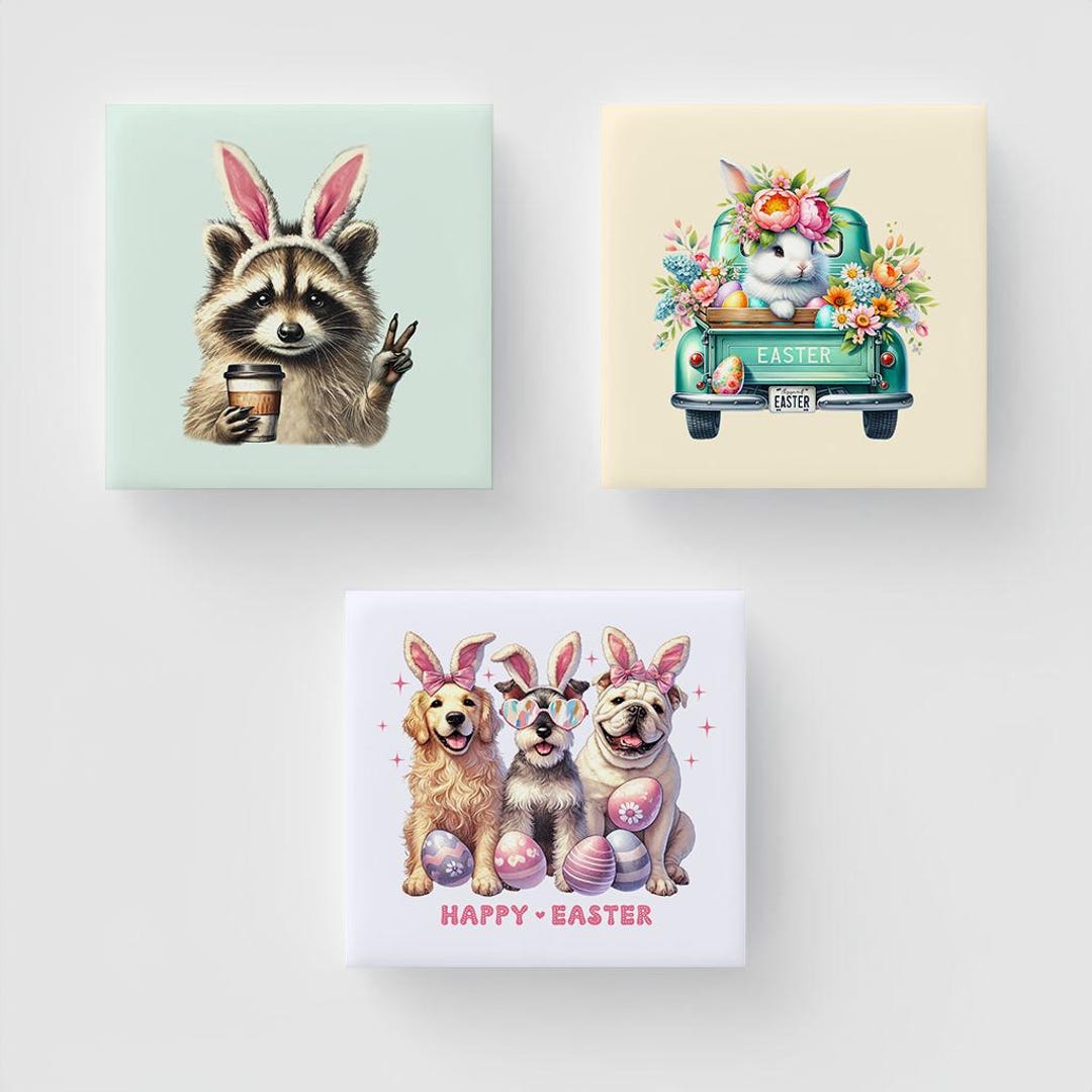 Cute Easter Animals 2x2 Inch Photo Magnets - Easter Basket Gift or Home ...