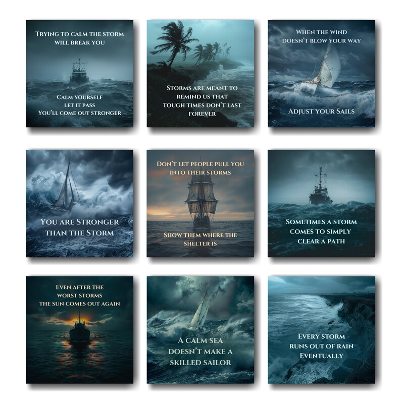 Weather the Storm Motivational Quote Magnet Bundle set of 9 2x2 Inch ...