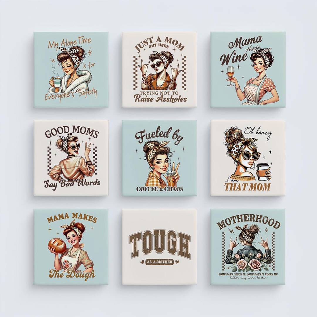 Rockabilly Mom Quotes Magnet Set – 2x2 Mother's Day Magnets With ...