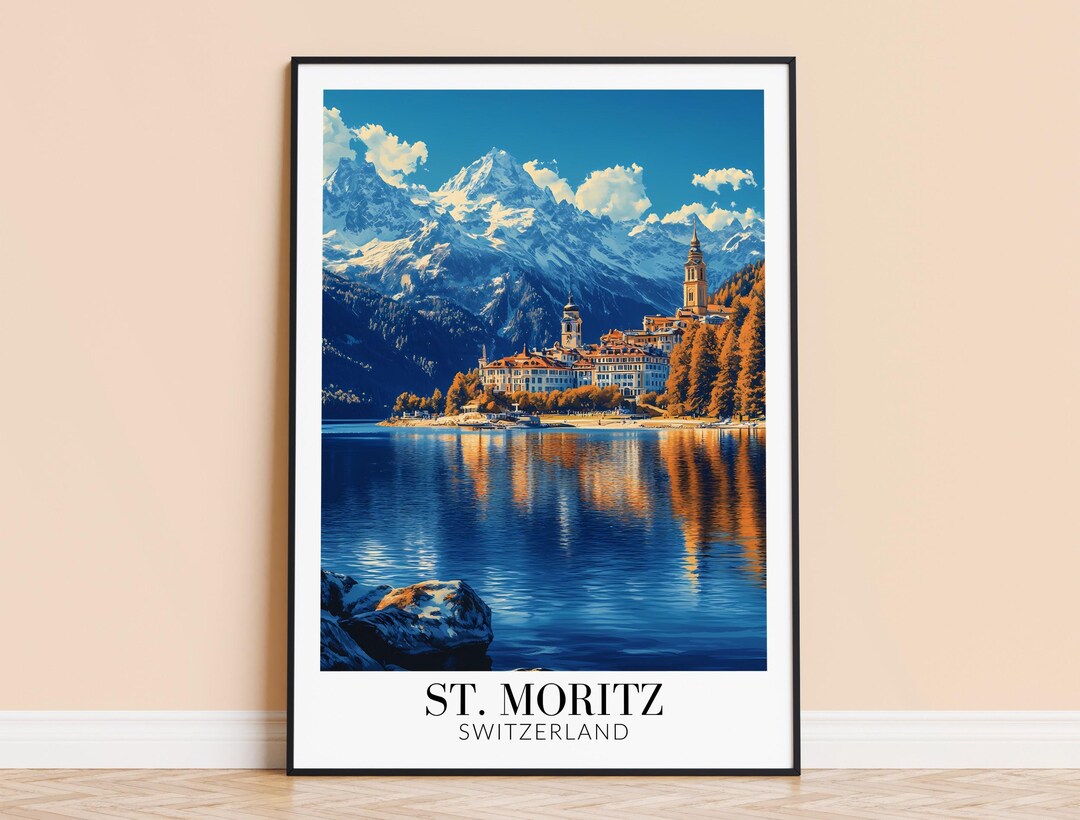 St. Moritz Print - St. Moritz Switzerland Travel Wall Hanging - Home ...