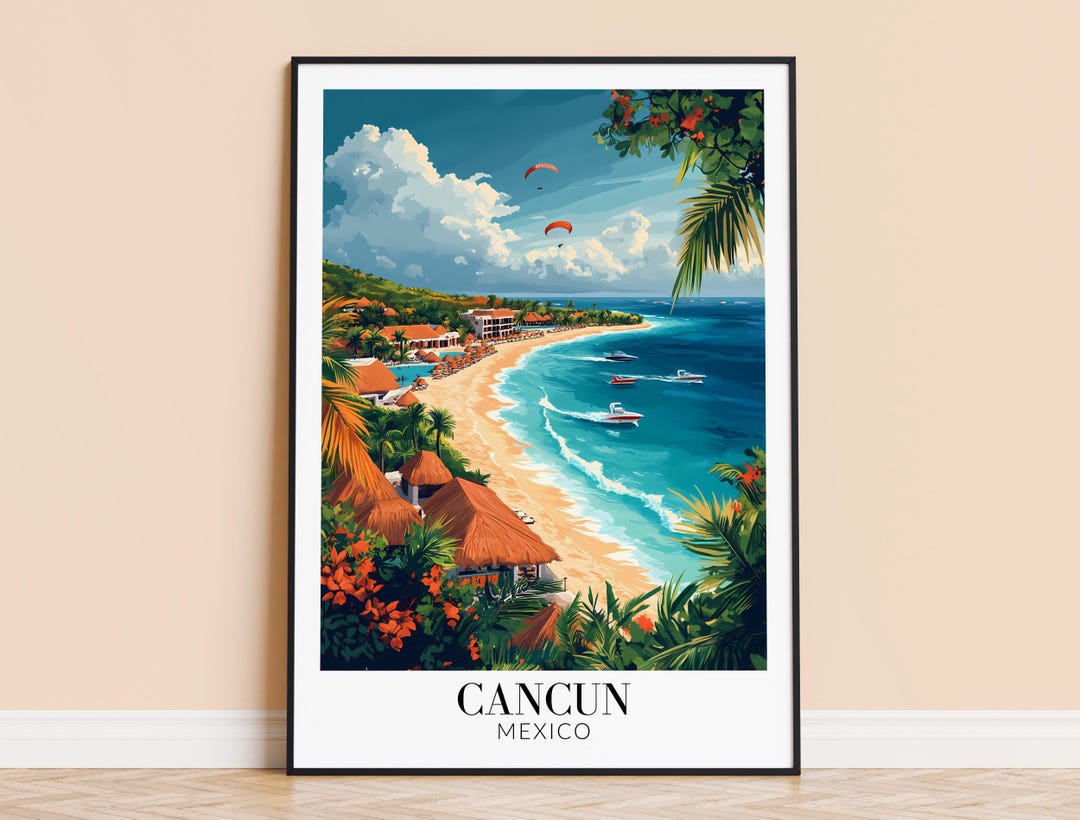 Cancun Print – Mexico Travel Wall Art, Cancun Beach Poster, Framed or ...