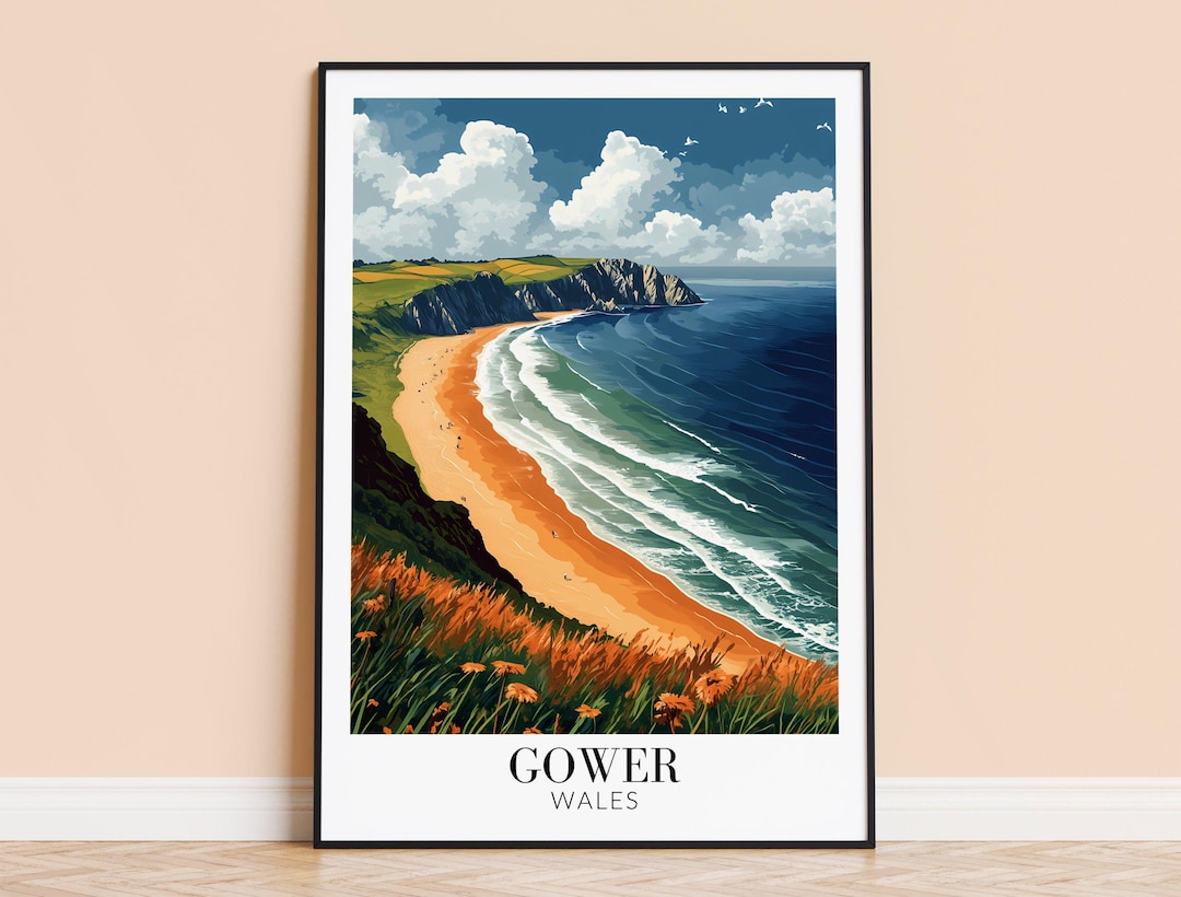 Gower Print Gower Peninsula Wales Travel Wall Hanging Home Decoration ...