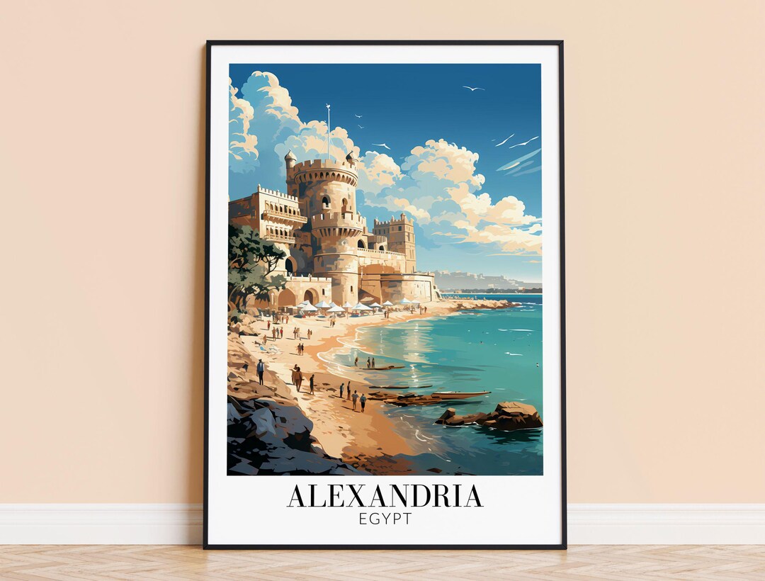 Alexandria Print - Alexandria Egypt Travel Wall Hanging - Home ...