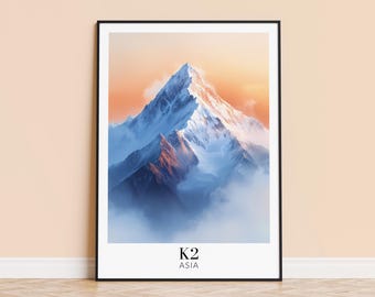 K2 Poster Colorful Print, K2 Wall Art, K2 Photo Decor, K2 Gift Travel ...