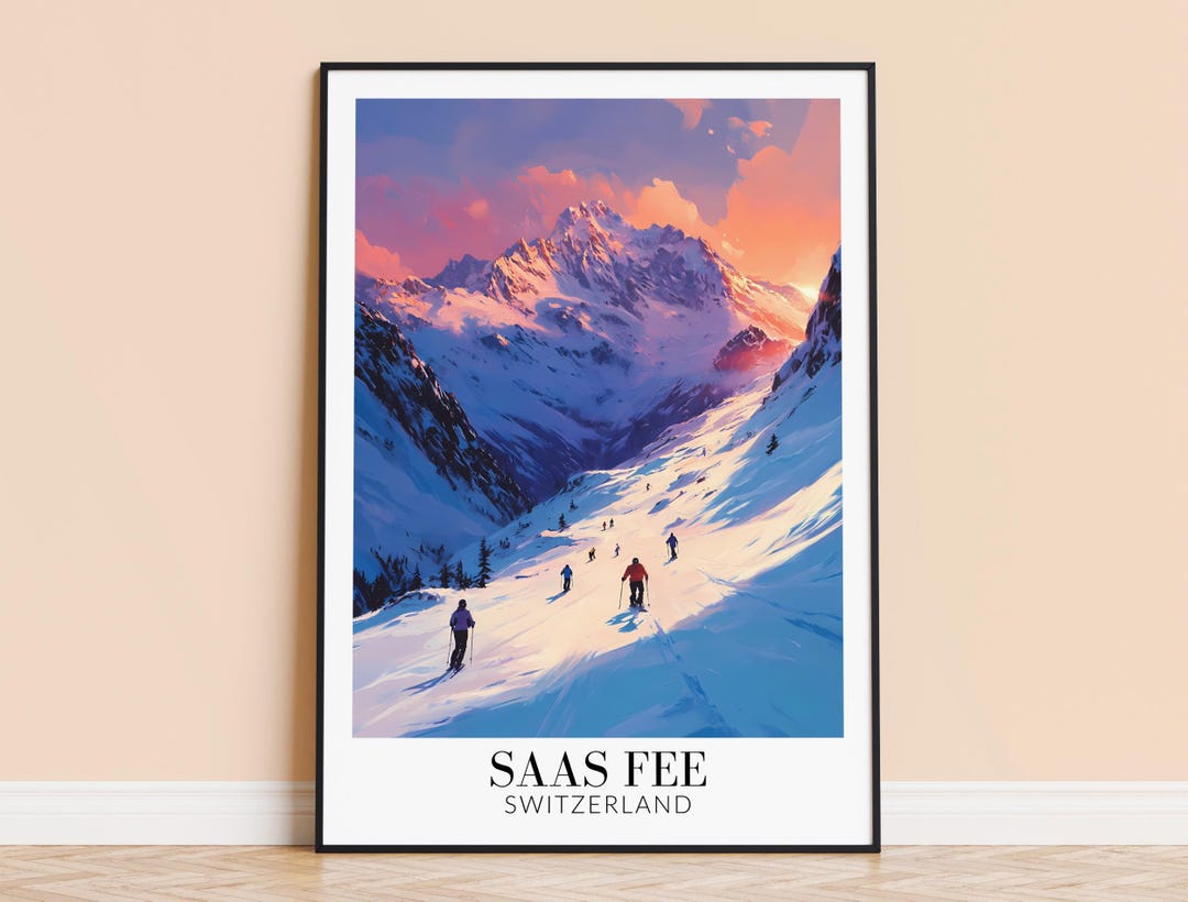 Saas-fee Switzerland Print – Swiss Alps Travel Poster, Wall Art Decor ...