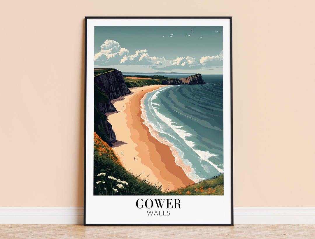 Gower Print - Gower Peninsula Wales Travel Wall Hanging - Home ...
