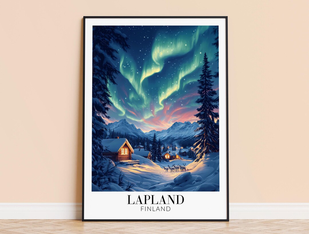 Lapland Print - Lapland Finland Travel Wall Hanging - Home Decoration ...