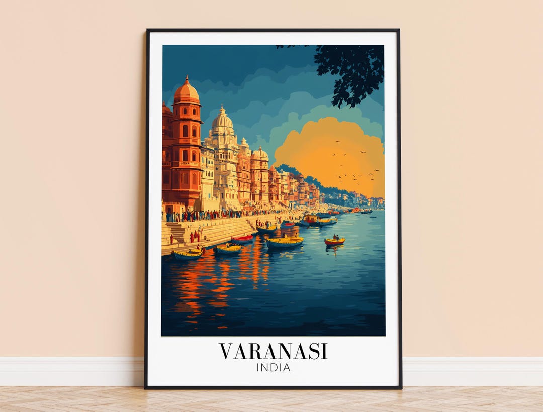 Varanasi India Travel Poster – Personalized Home Decor, Framed/unframed ...