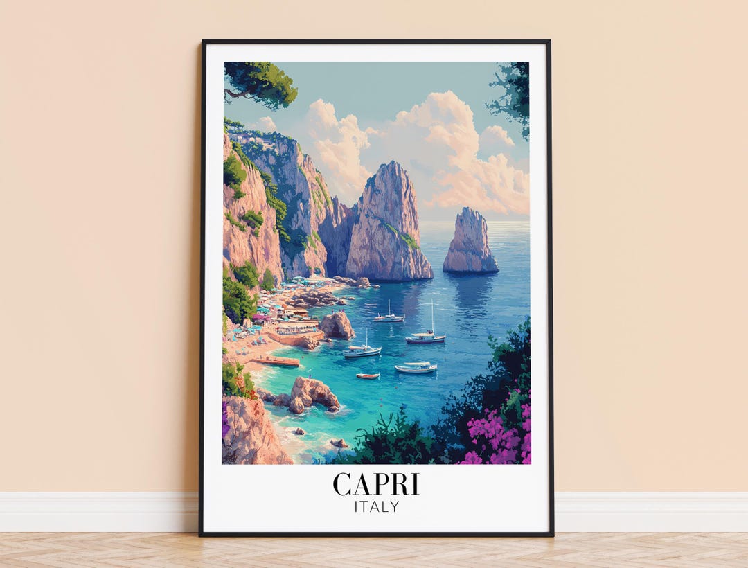 Capri Italy Print – Coastal Travel Poster, Personalized Gift - Etsy