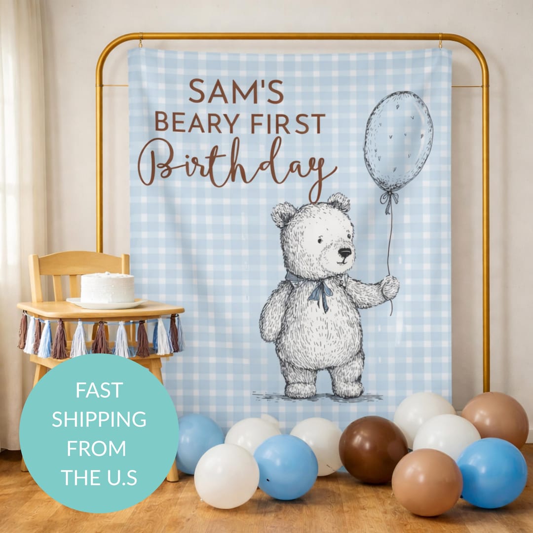 1st Birthday Backdrop | Beary First Birthday Party Decoration | First ...