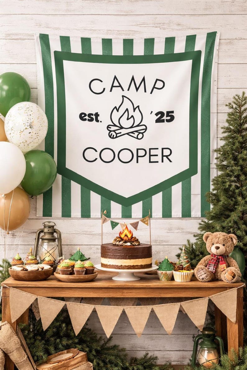 Birthday Backdrop | Camp-themed Birthday Party Decoration | First ...