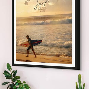 Retro Surf Poster, Oahu Hawaii North Shore Beach Poster, Surfing Beach ...