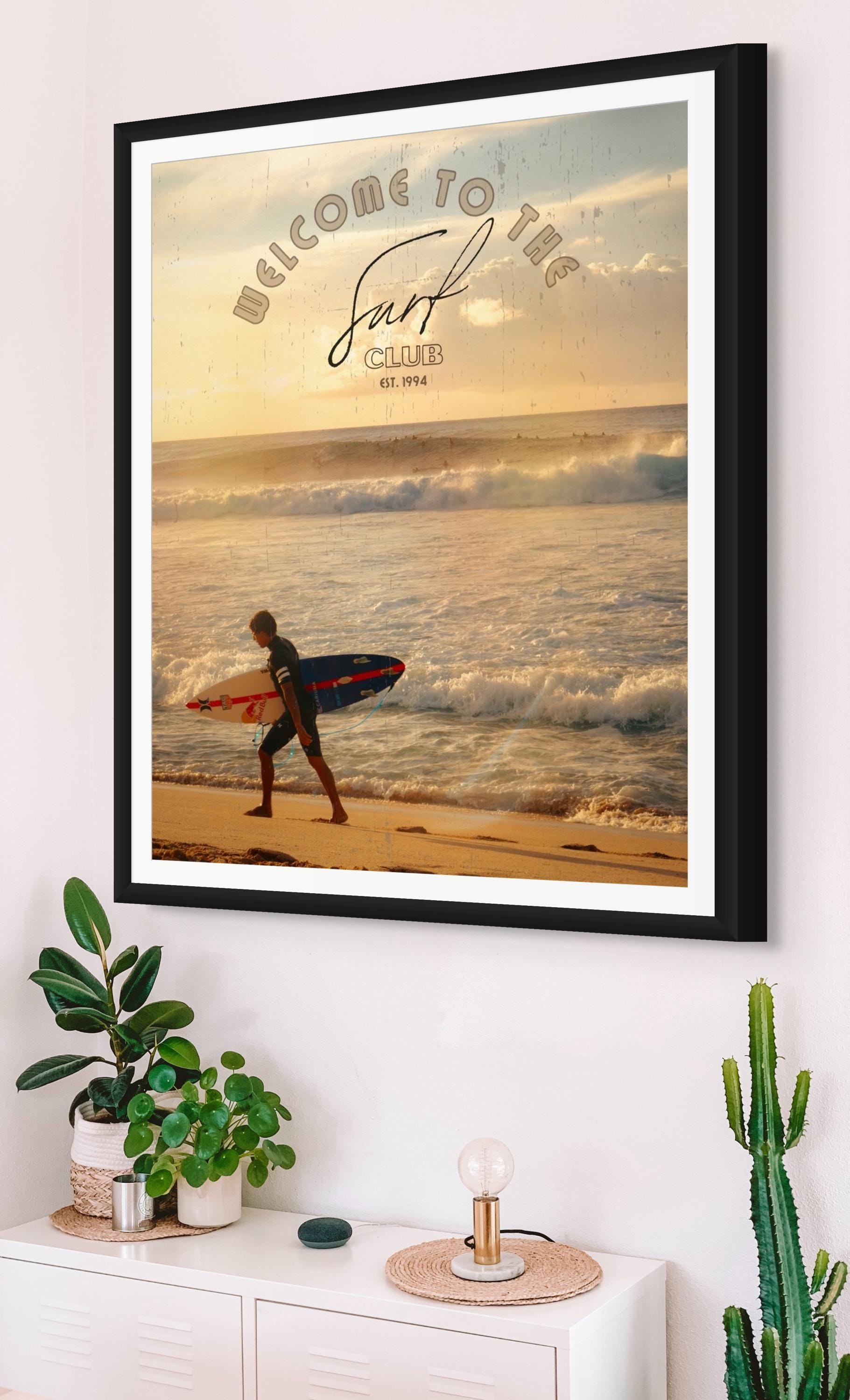 Retro Surf Poster, Oahu Hawaii North Shore Beach Poster, Surfing Beach ...