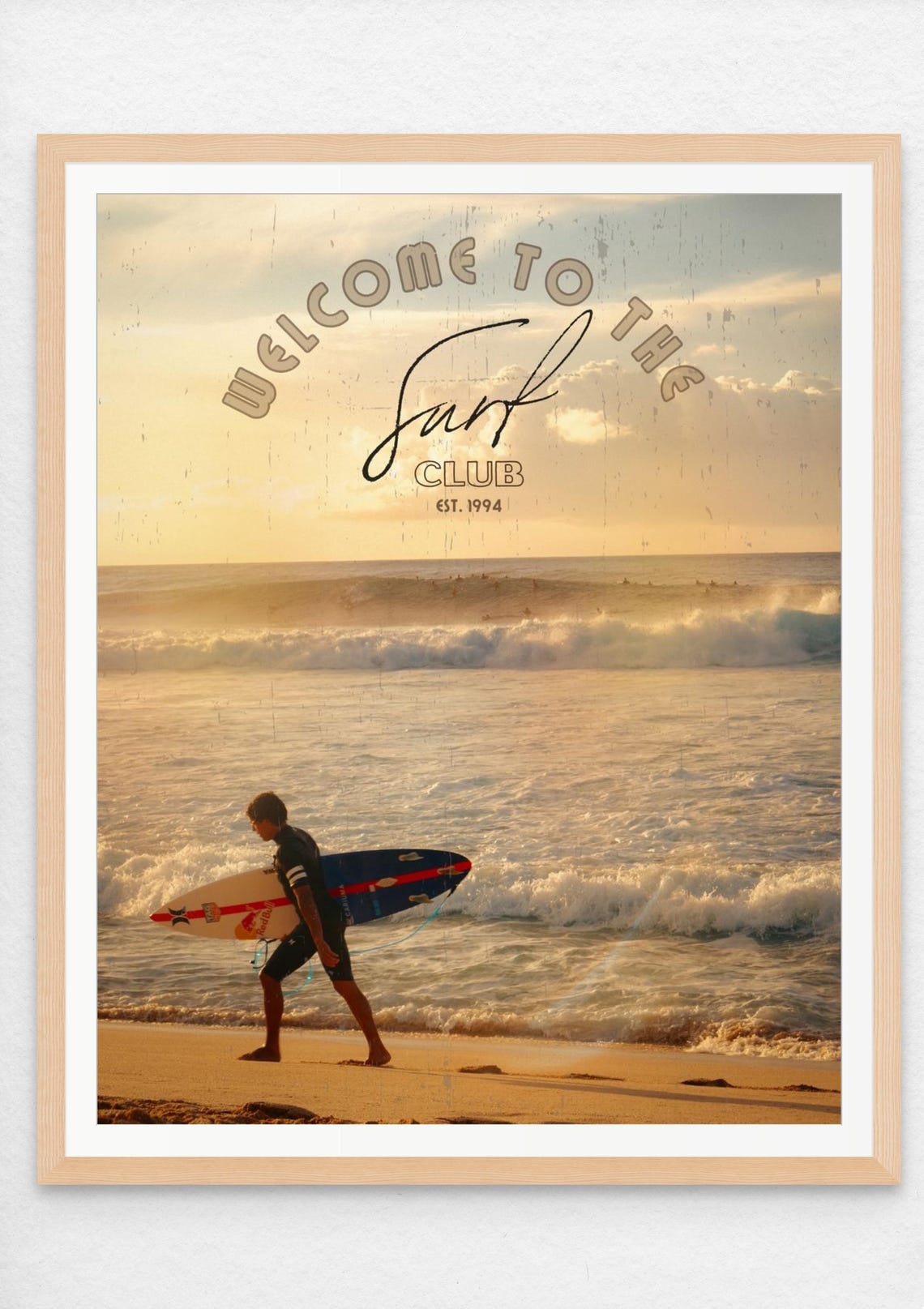 Retro Surf Poster, Oahu Hawaii North Shore Beach Poster, Surfing Beach ...