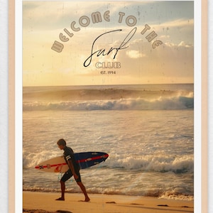 Retro Surf Poster, Oahu Hawaii North Shore Beach Poster, Surfing Beach ...